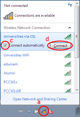 Setting up Windows 7 Device to Access CSL Wi-Fi Service